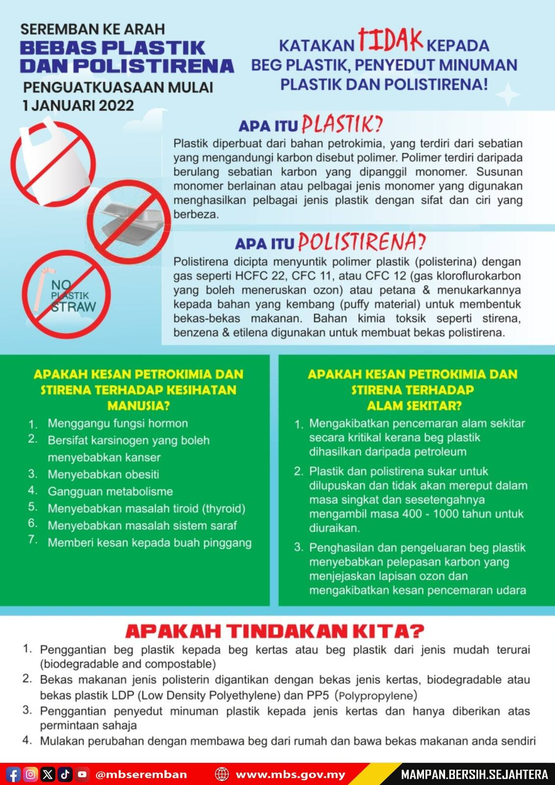 SEREMBAN PLASTIC-FREE CAMPAIGN | Official Portal Seremban City Council (MBS)